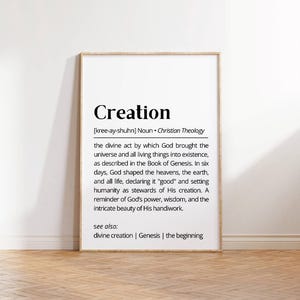 Creation Definition Christian Wall Art Genesis Printable Divine ...