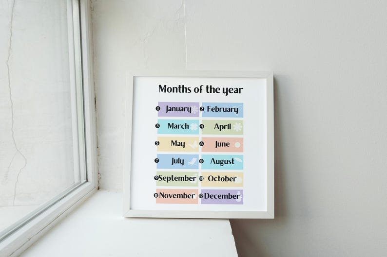 Months of the Year Educational Poster: Kids Classroom Decor (printable ...