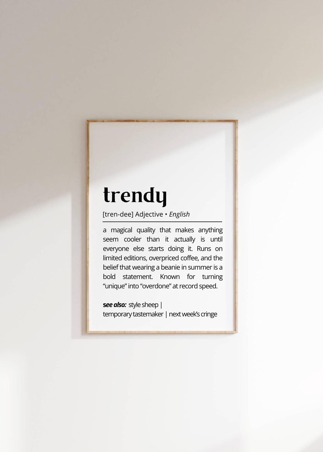 Funny Trendy Definition Wall Art Print Modern Minimalist Printable ...