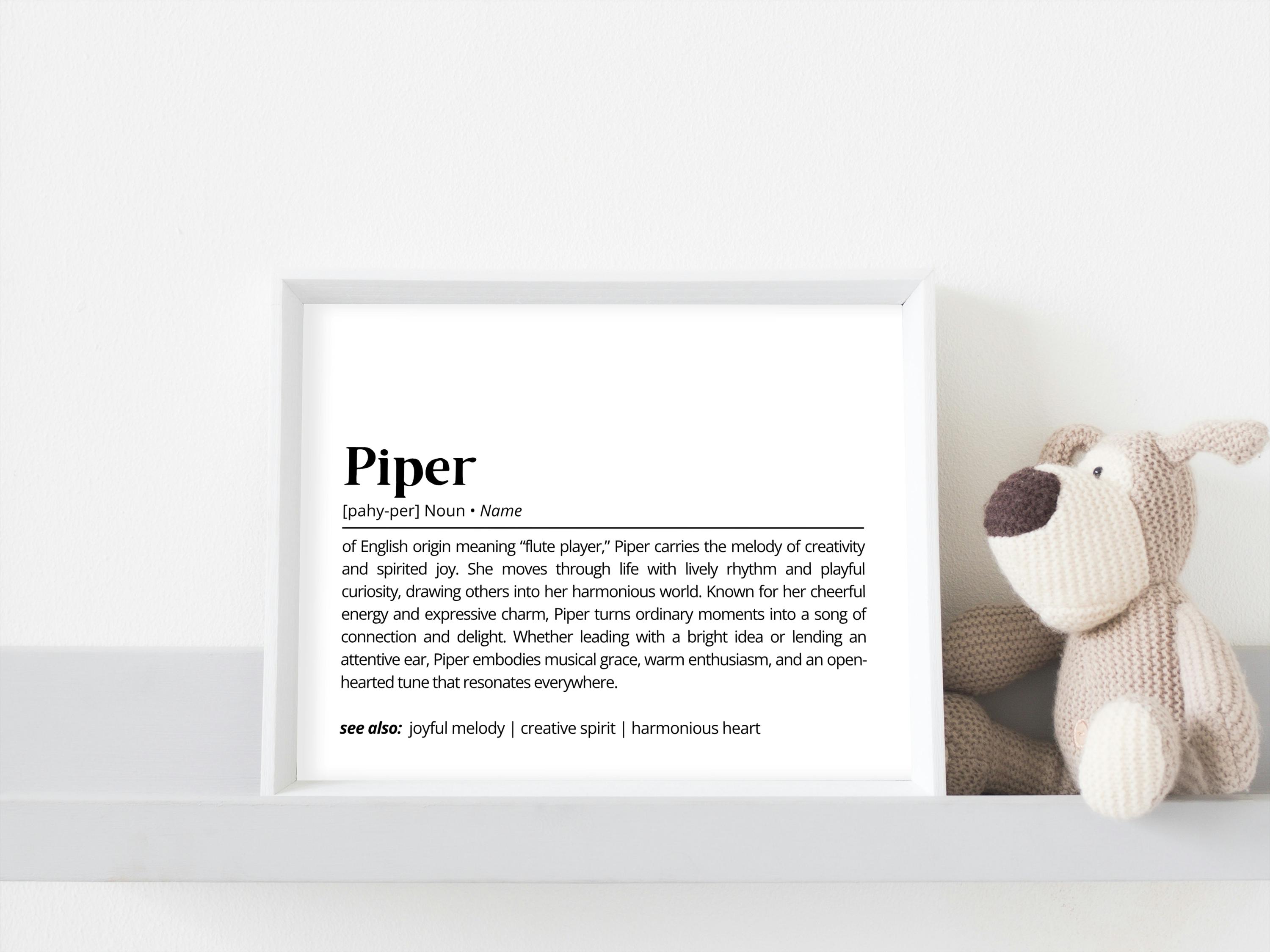 Piper Name Meaning Print | Personalized Gift | Nursery Wall Art ...