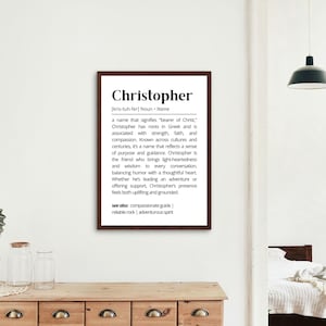 Christopher Name Definition Wall Art Inspirational Name Meaning Poster ...