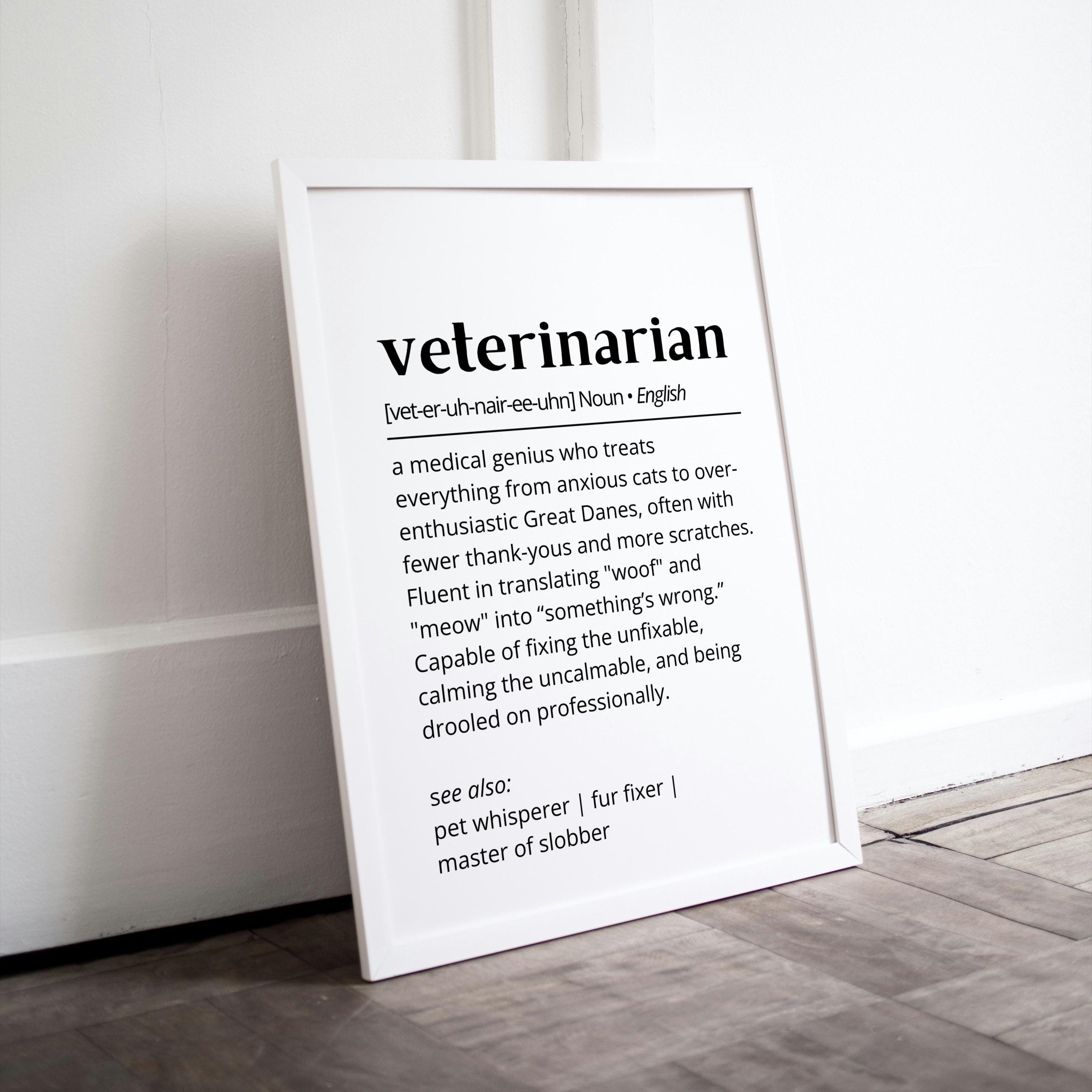Veterinarian Definition Wall Art Funny Vet Office Decor Printable Pet ...