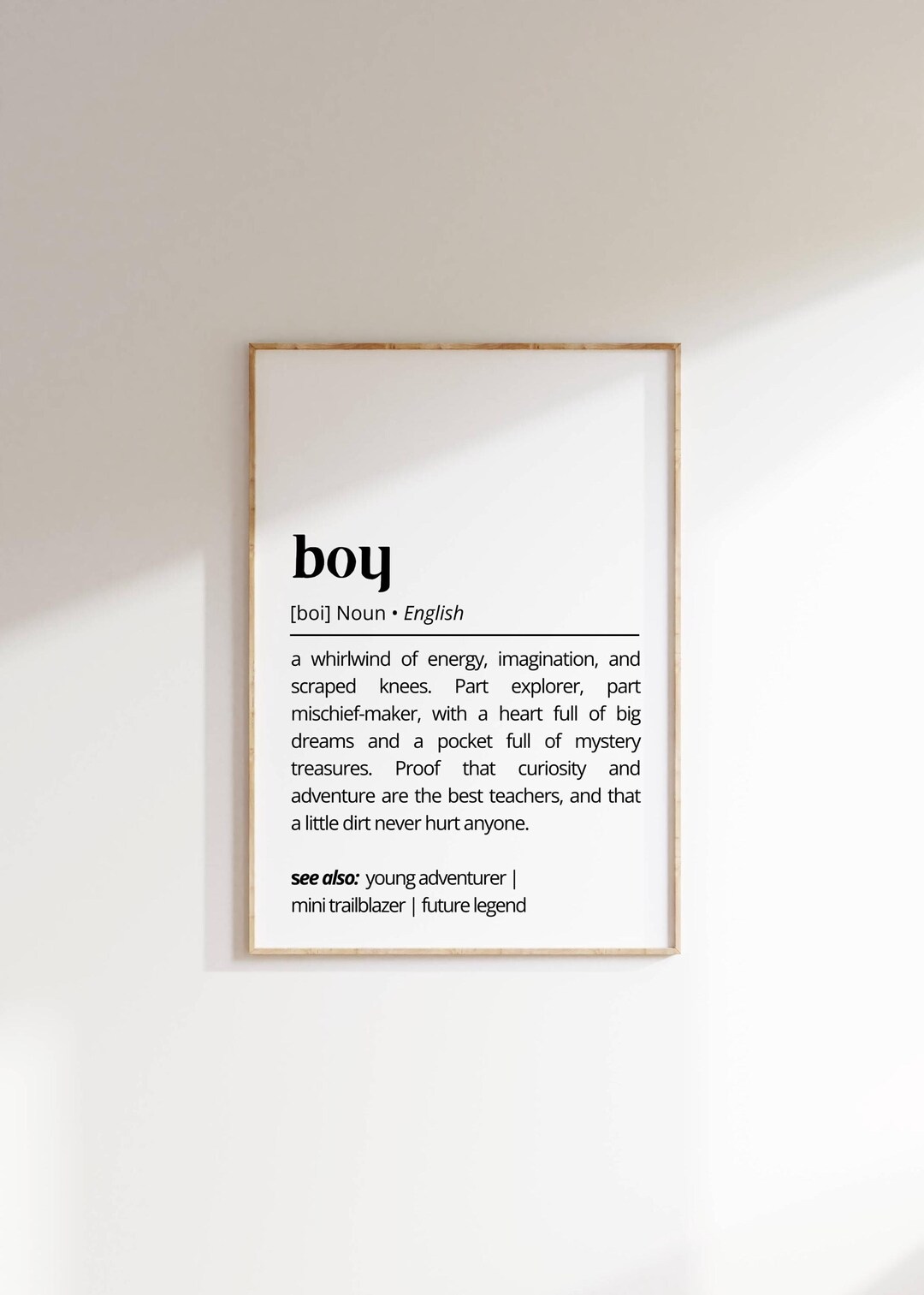 Boy Definition Wall Art Playful Kids Description Decor Funny Boy ...