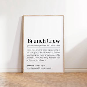 Brunch Crew Definition Printable Wall Art Fun and Quirky Typography ...