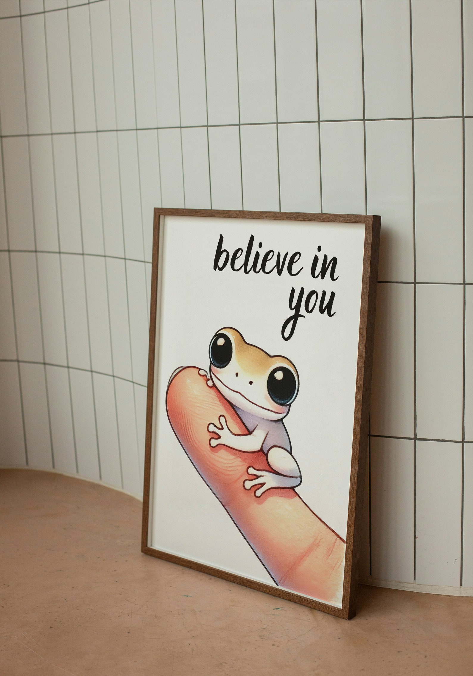 Cute Frog Poster, Inspirational Quote Wall Art, Cute Frog Drawing ...