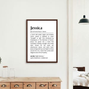Jessica Name Definition Wall Art Personalized Inspirational Print ...