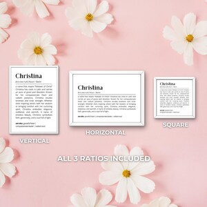 Christina Name Definition Wall Art Personalized Name Meaning Gift Latin ...