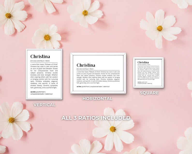 Christina Name Definition Wall Art Personalized Name Meaning Gift Latin ...