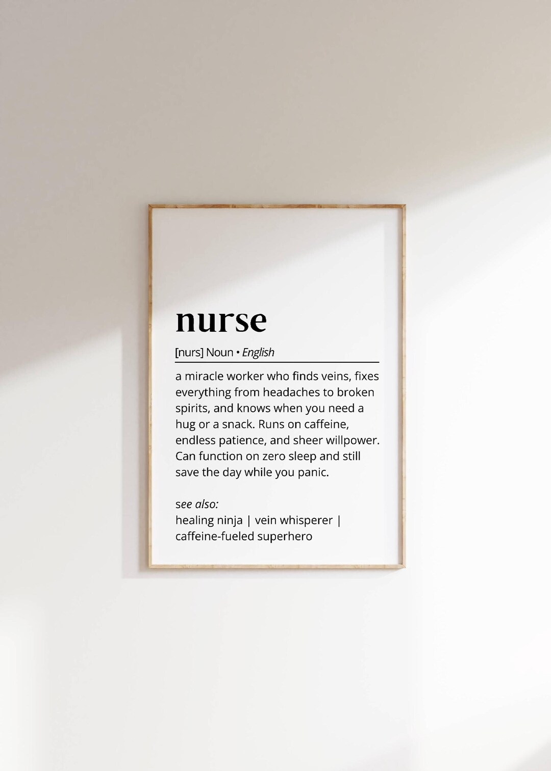 Nurse Definition Wall Art Funny Nurse Printable Poster Nurse ...