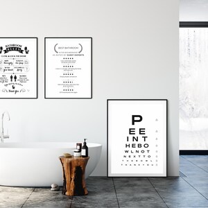 Set of 3 Funny Bathroom Themed Posters Humorous Restroom Wall Art Decor ...