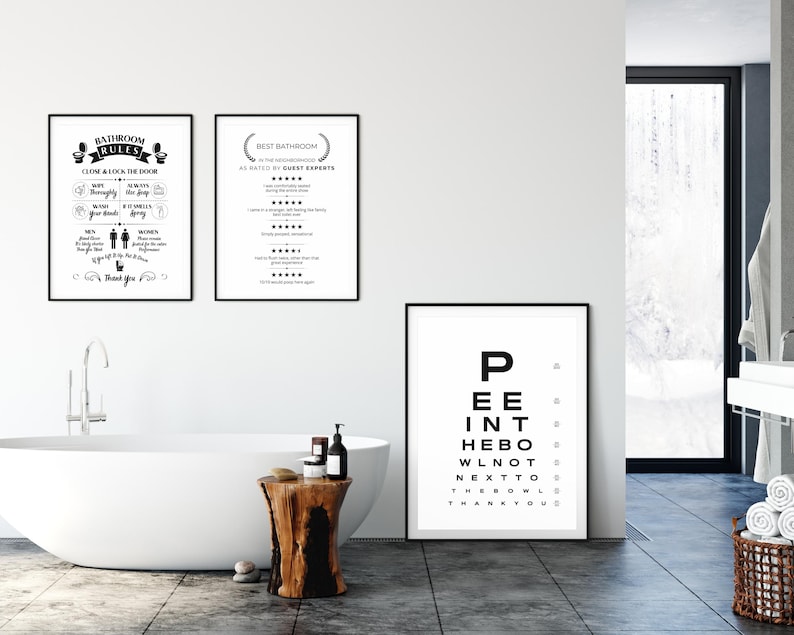 Funny Bathroom Rules Poster Set: Humorous Restroom Wall Art (digital ...