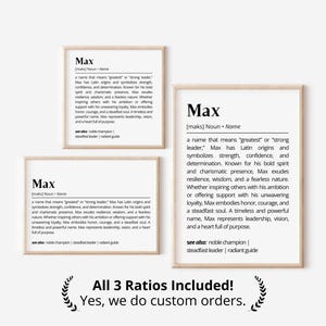 Max Name Definition Wall Art Personalized Name Meaning Minimalist ...