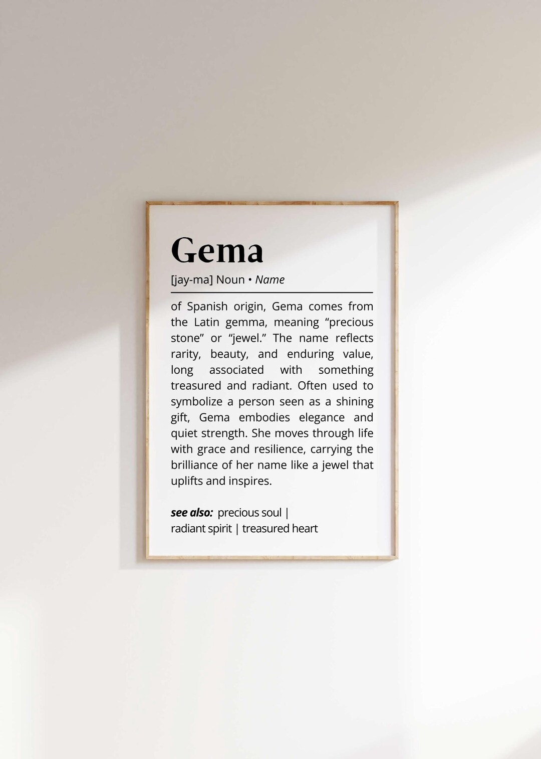 Gema Name Meaning Print | Personalized Gift | Nursery Wall Art ...