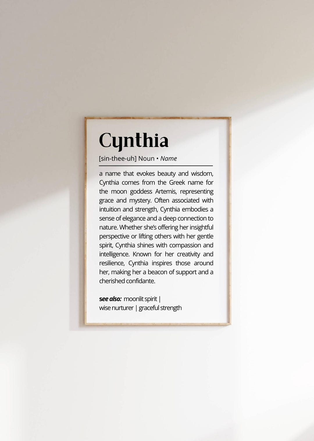 Cynthia Name Definition Wall Art Print Typography Name Poster Modern ...