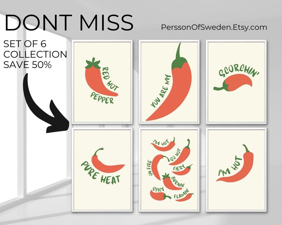 I'm Hot Chili Poster: Modern Retro Kitchen Art (digital Download) - Etsy