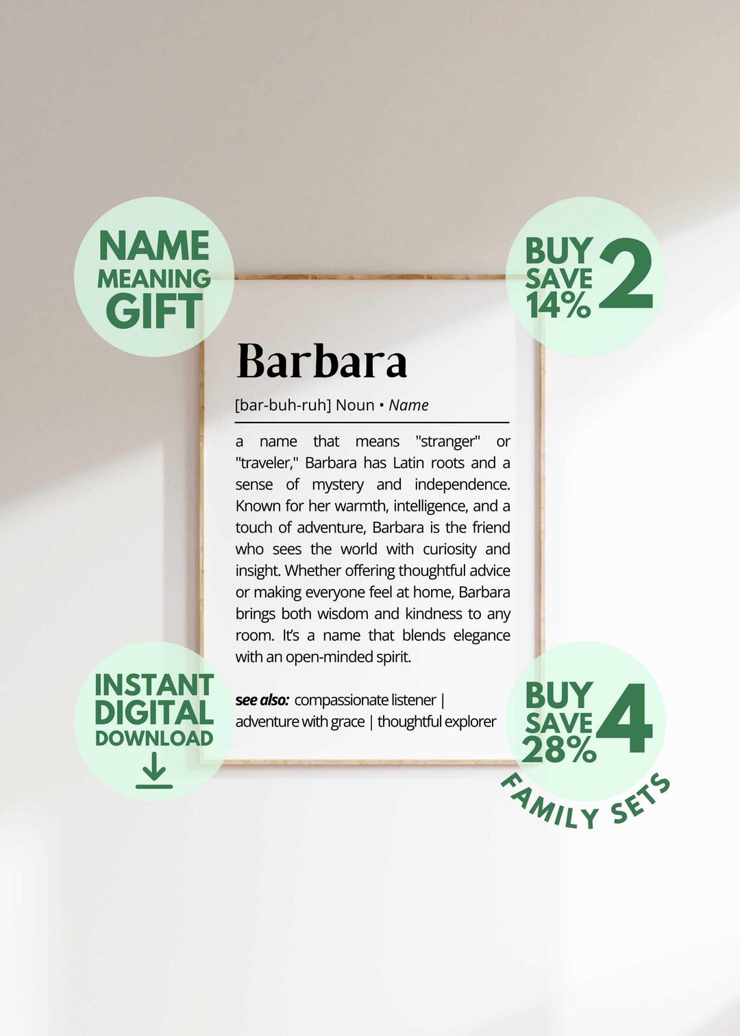 Barbara Name Meaning Print | Personalized Gift | Nursery Wall Art ...