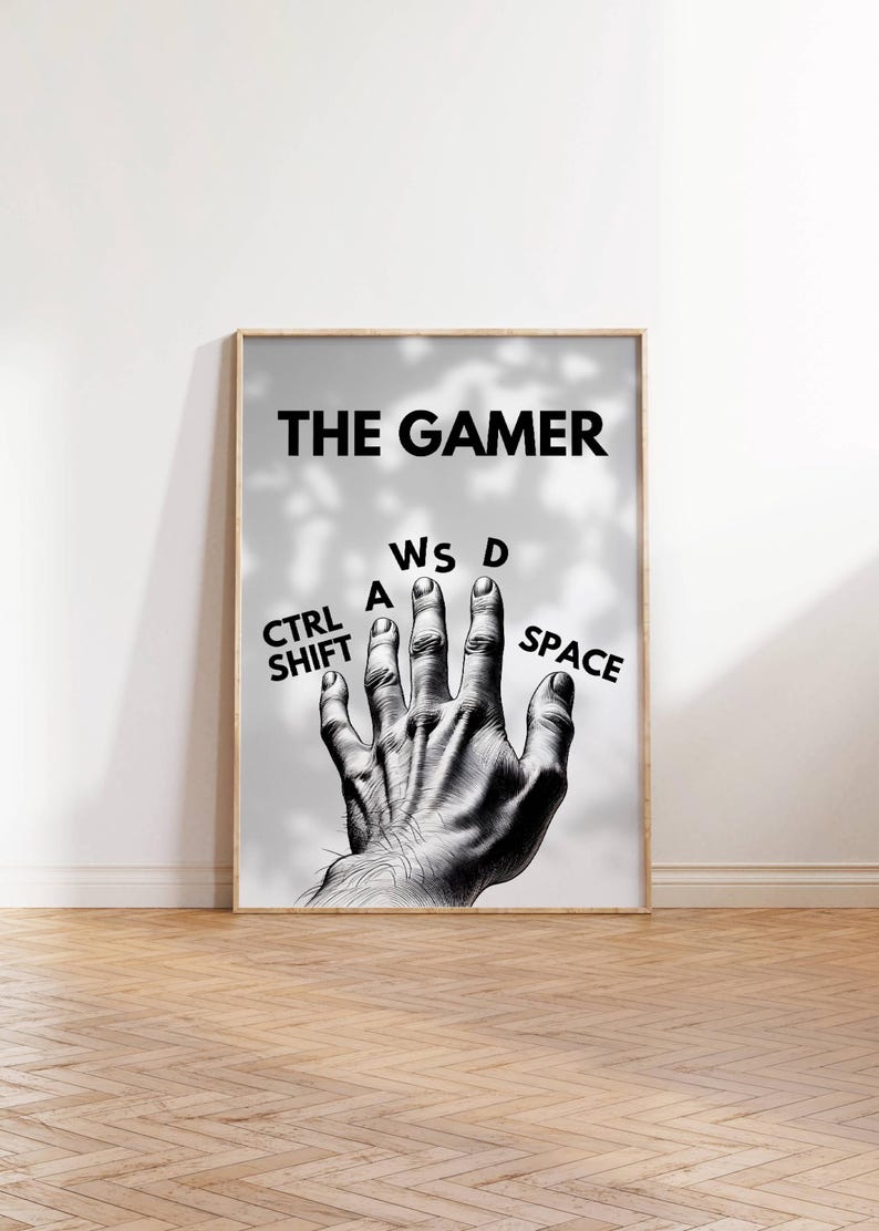 Gamer Hand Illustration Poster: WSAD Keys Gaming Art (digital Download ...