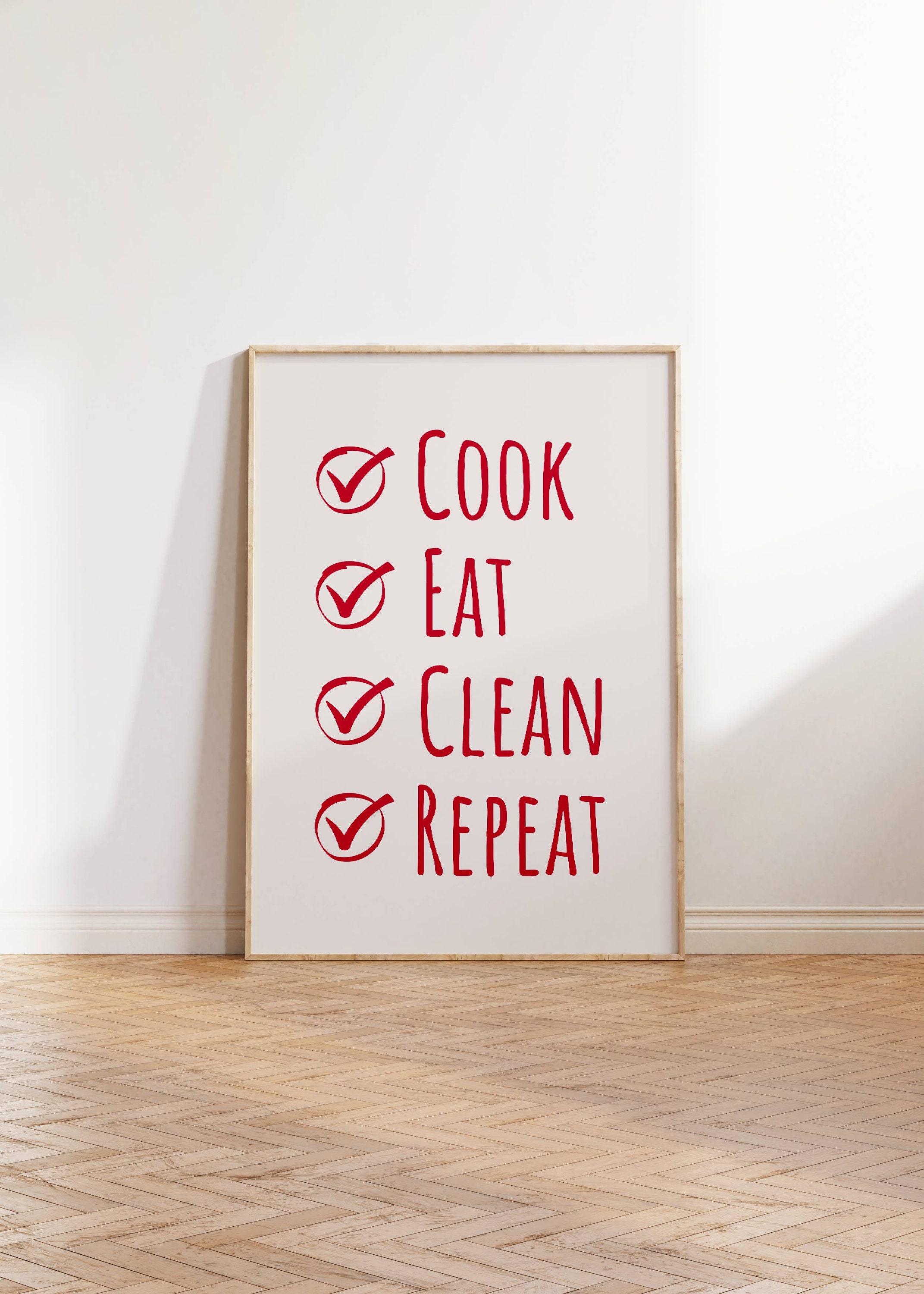 Cook Eat Clean Repeat Print Funny Kitchen Wall Art Daily Routine Decor ...