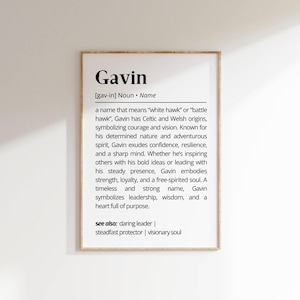 Gavin Name Definition Printable Wall Art Modern Name Meaning Decor ...