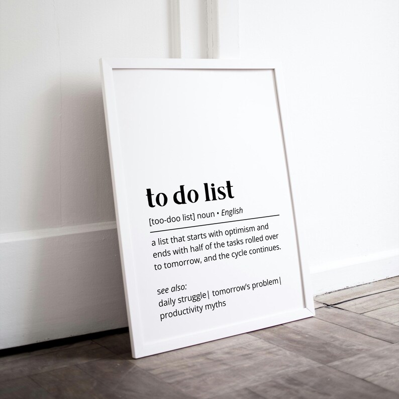 To-do List Definition Print: Funny Office Wall Art (digital Download ...