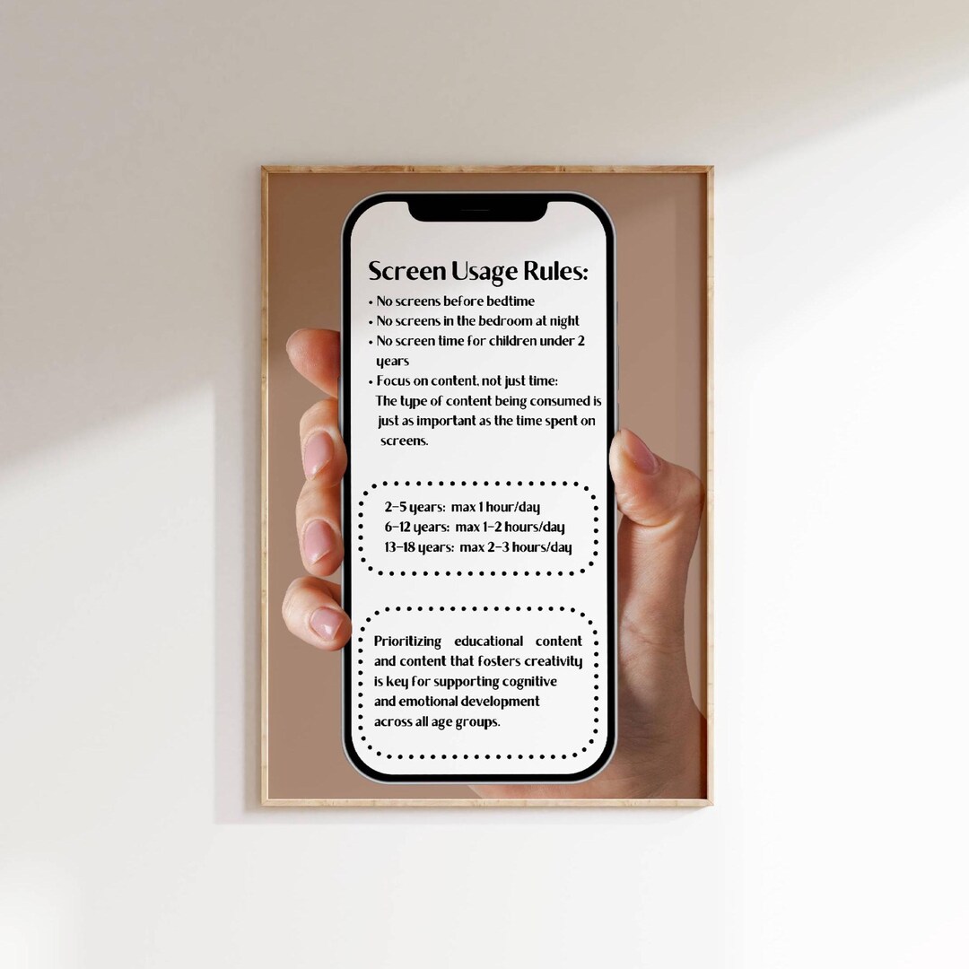 Screen Time Rules Printable Family Digital Usage Guide Child Screen ...