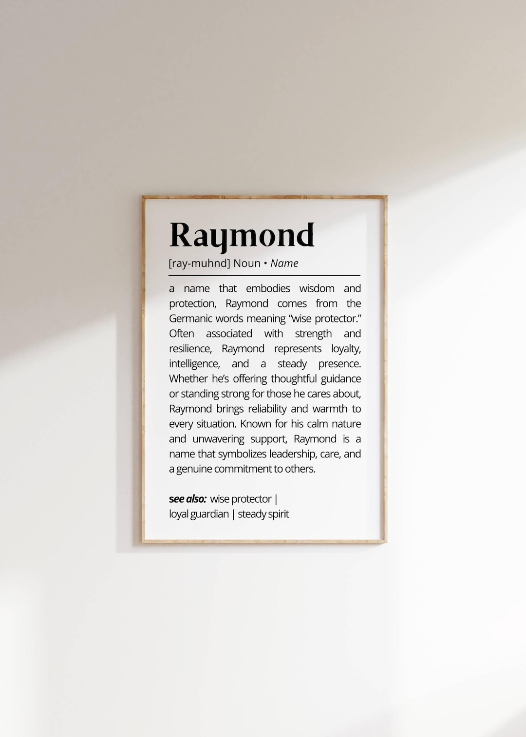 Raymond Name Definition Wall Art Personalized Gift Printable Unique ...