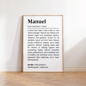 Manuel Name Definition Wall Art Personalized Name Meaning Minimalist ...