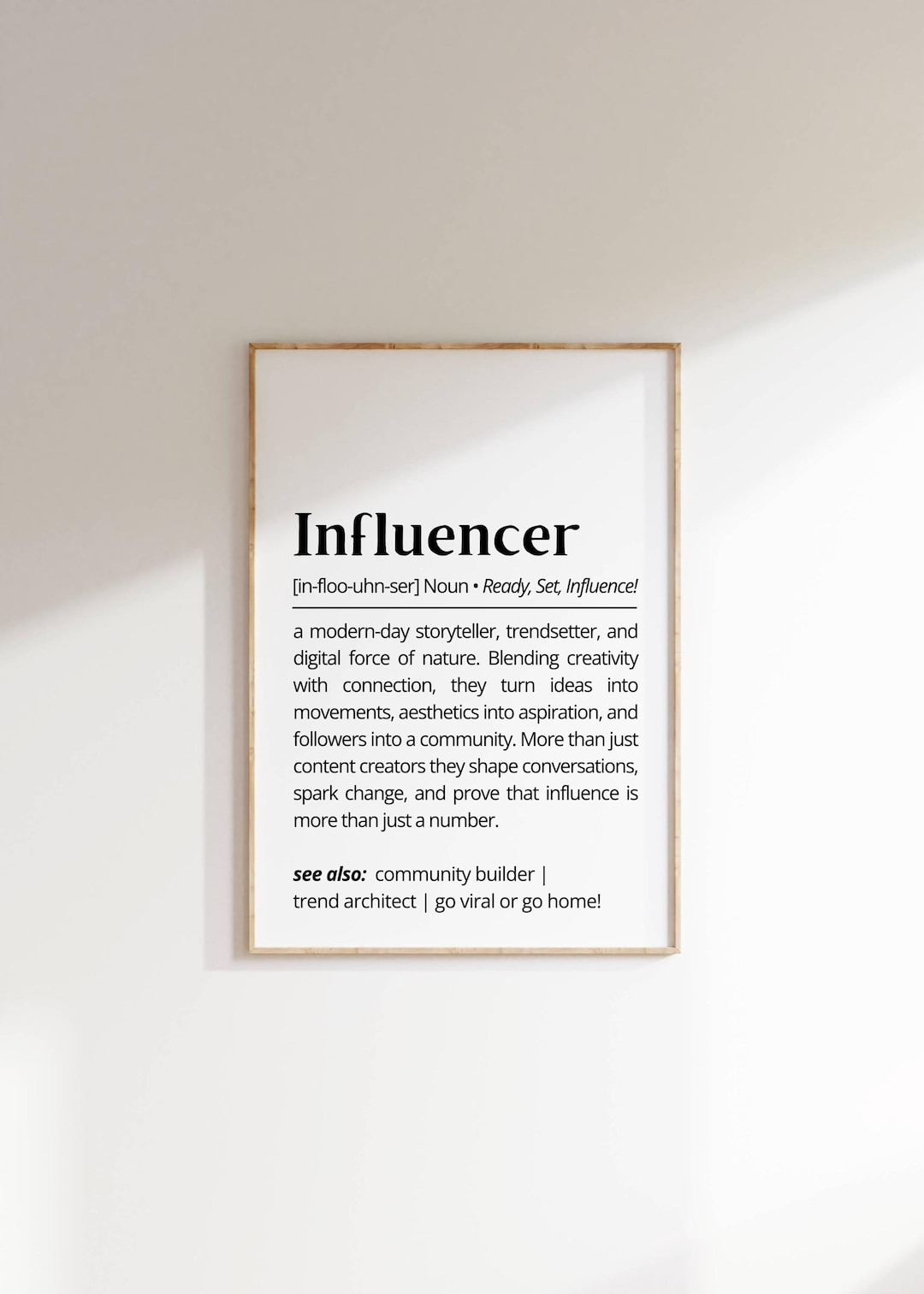 Influencer Definition Print Trendsetter Digital Creator Wall Art Modern ...