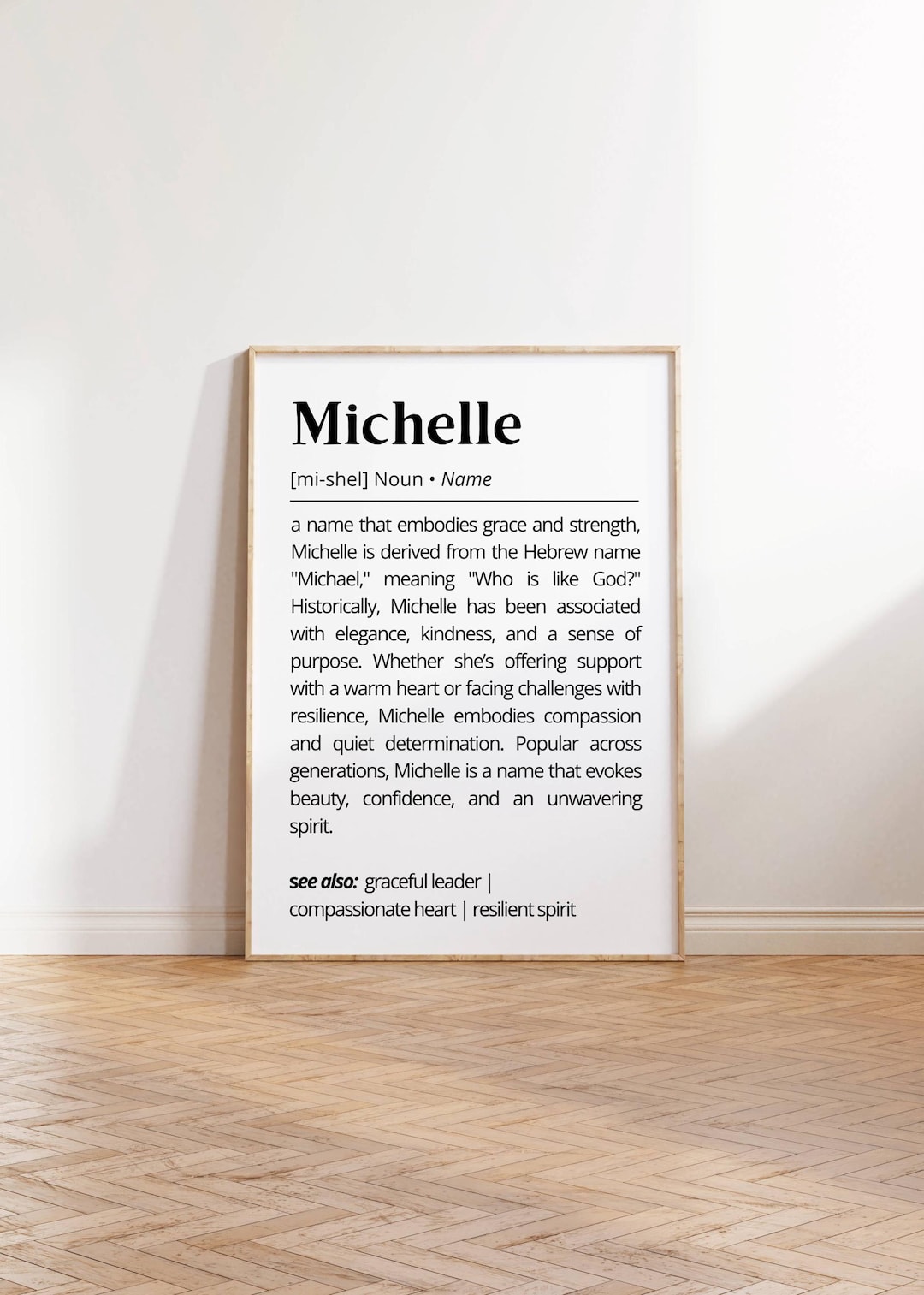 Michelle Name Definition Wall Art Print Elegant Personalized Gift for ...