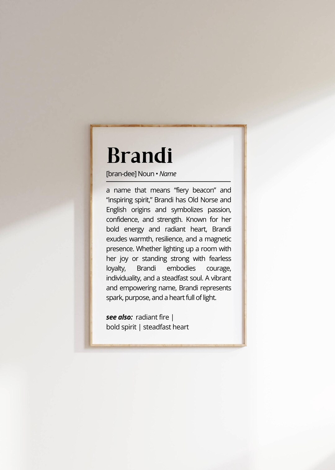 Brandi Name Definition Print: Minimalist Typography, Nursery Decor ...