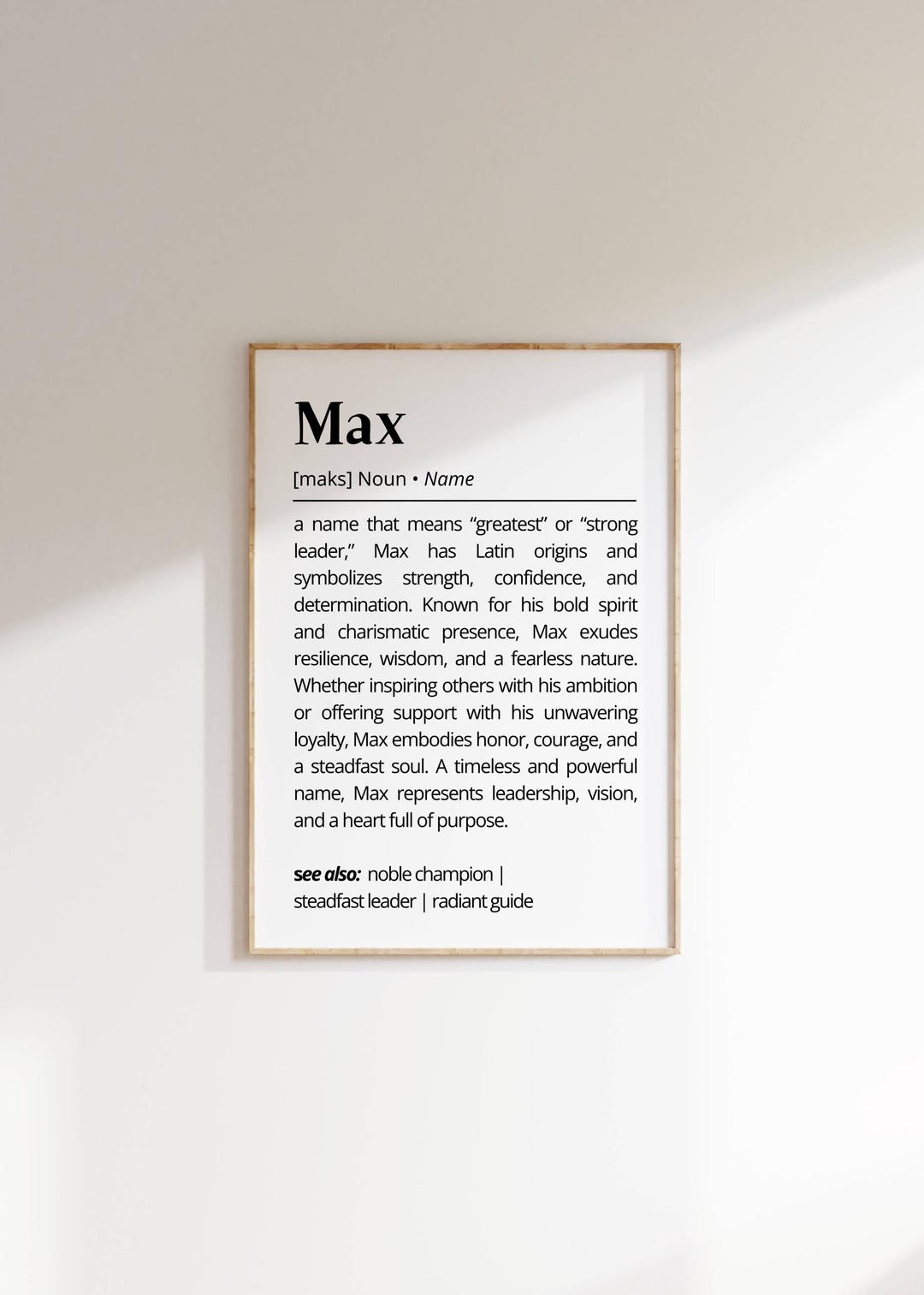 Max Name Definition Wall Art Personalized Name Meaning Minimalist ...