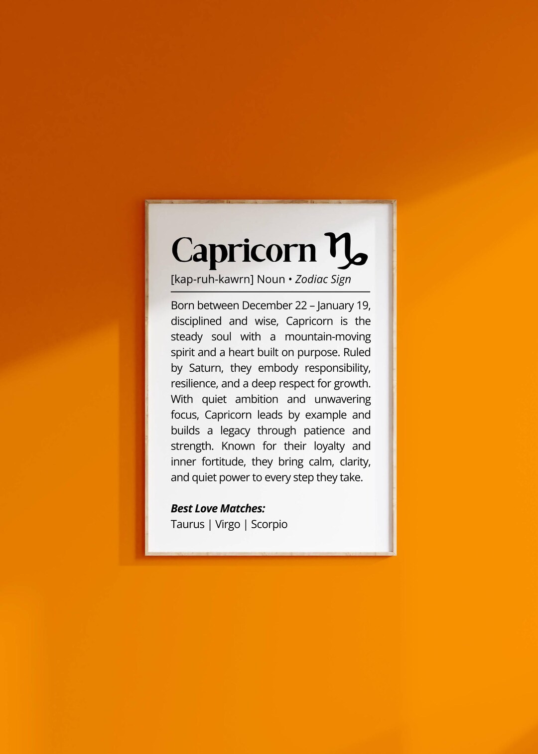 Capricorn Zodiac Definition Art Print: Modern Astrology Poster (digital ...
