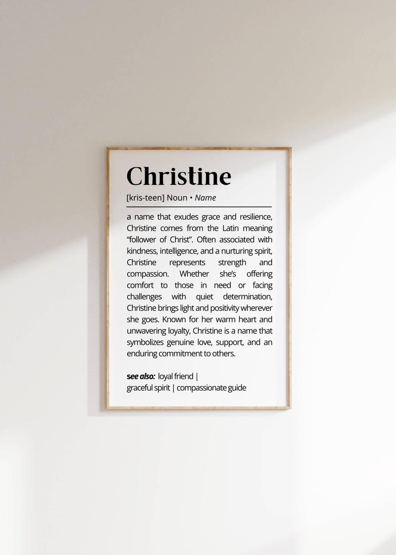 Christine Name Definition Art Printable Inspirational Wall Decor ...