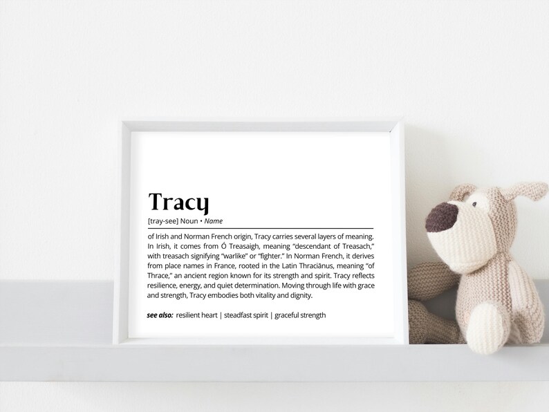 Tracy Name Meaning Print | Personalized Gift | Nursery Wall Art ...