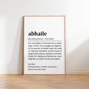 Abhaile Irish Definition Wall Art Cozy Homecoming Printable Irish ...