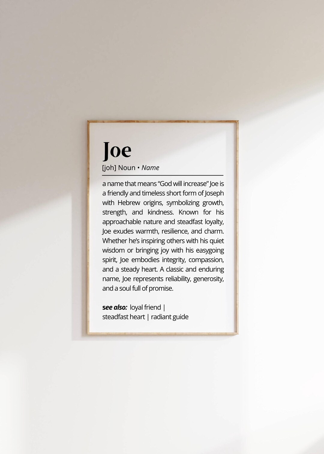 Joe Name Meaning Print: Personalized Typography Gift (digital Download ...