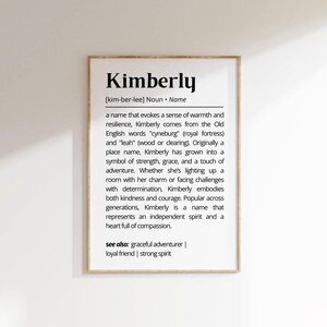 Kimberly Name Meaning Print: Personalized Wall Art (digital Download ...