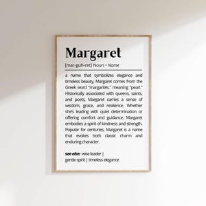 Margaret Name Definition Wall Art Print Elegant Personalized Gift for ...