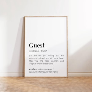 Guest Definition Print: Minimalist Welcome Sign (digital Download) - Etsy