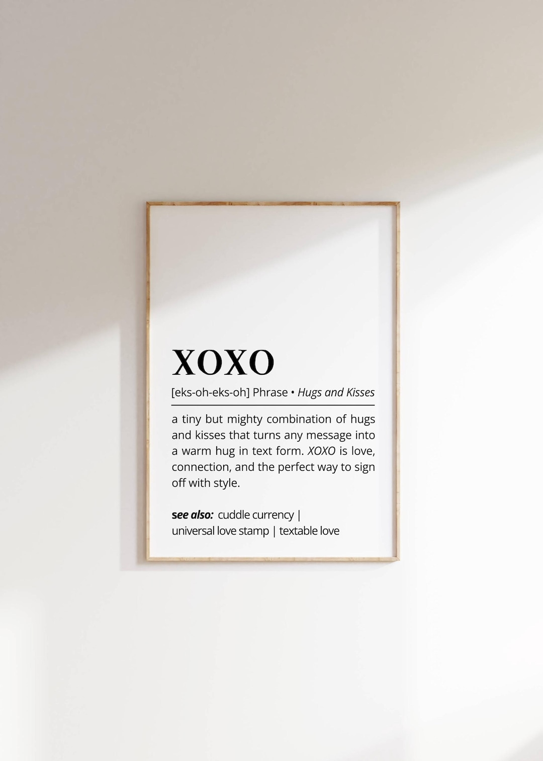 XOXO Definition Printable Wall Art Modern Typography Hugs and Kisses ...