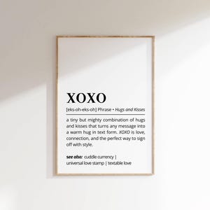 XOXO Definition Print: Modern Typography Wall Art (digital Download) - Etsy