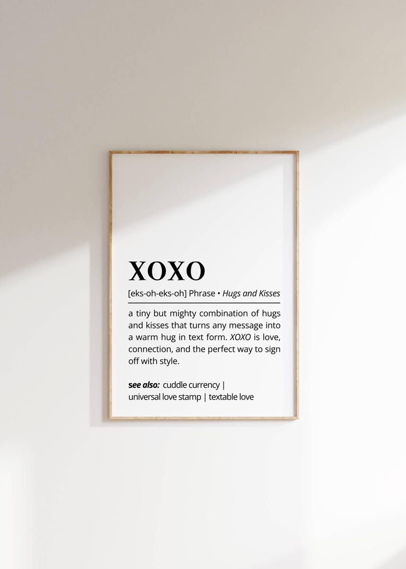 XOXO Definition Printable Wall Art Modern Typography Hugs and Kisses ...