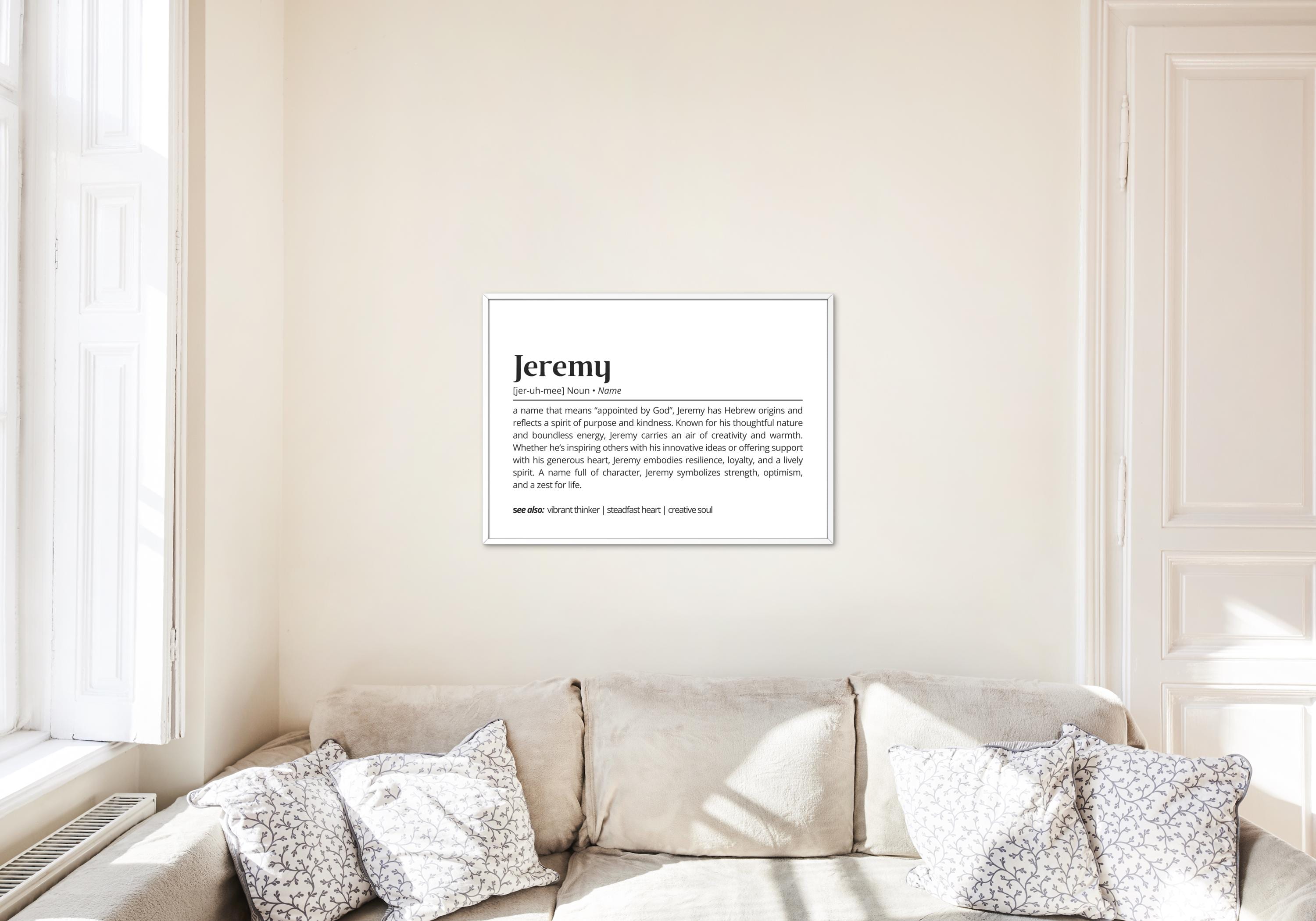Jeremy Name Meaning Print | Personalized Gift | Nursery Wall Art ...