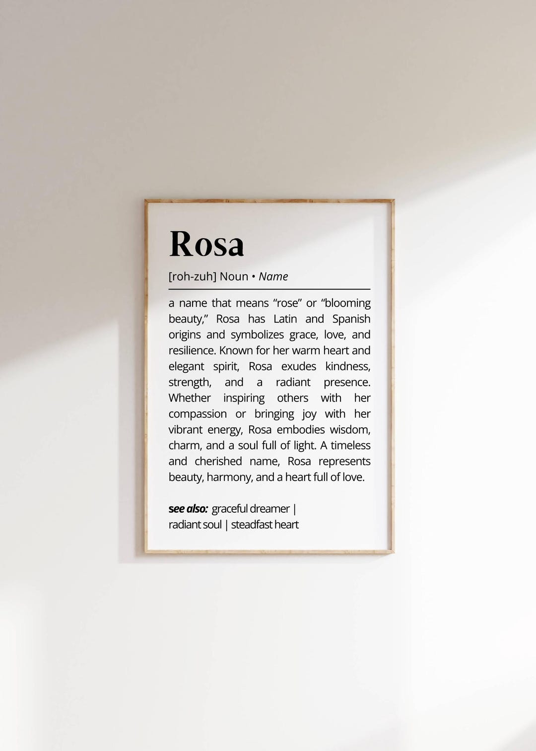 Rosa Name Definition Wall Art Personalized Name Meaning Minimalist ...