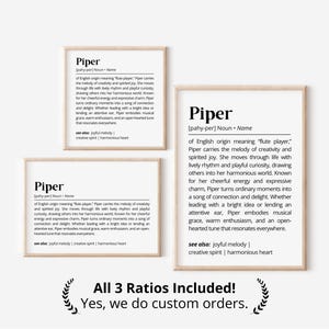 Piper Name Meaning Print | Personalized Gift | Nursery Wall Art ...
