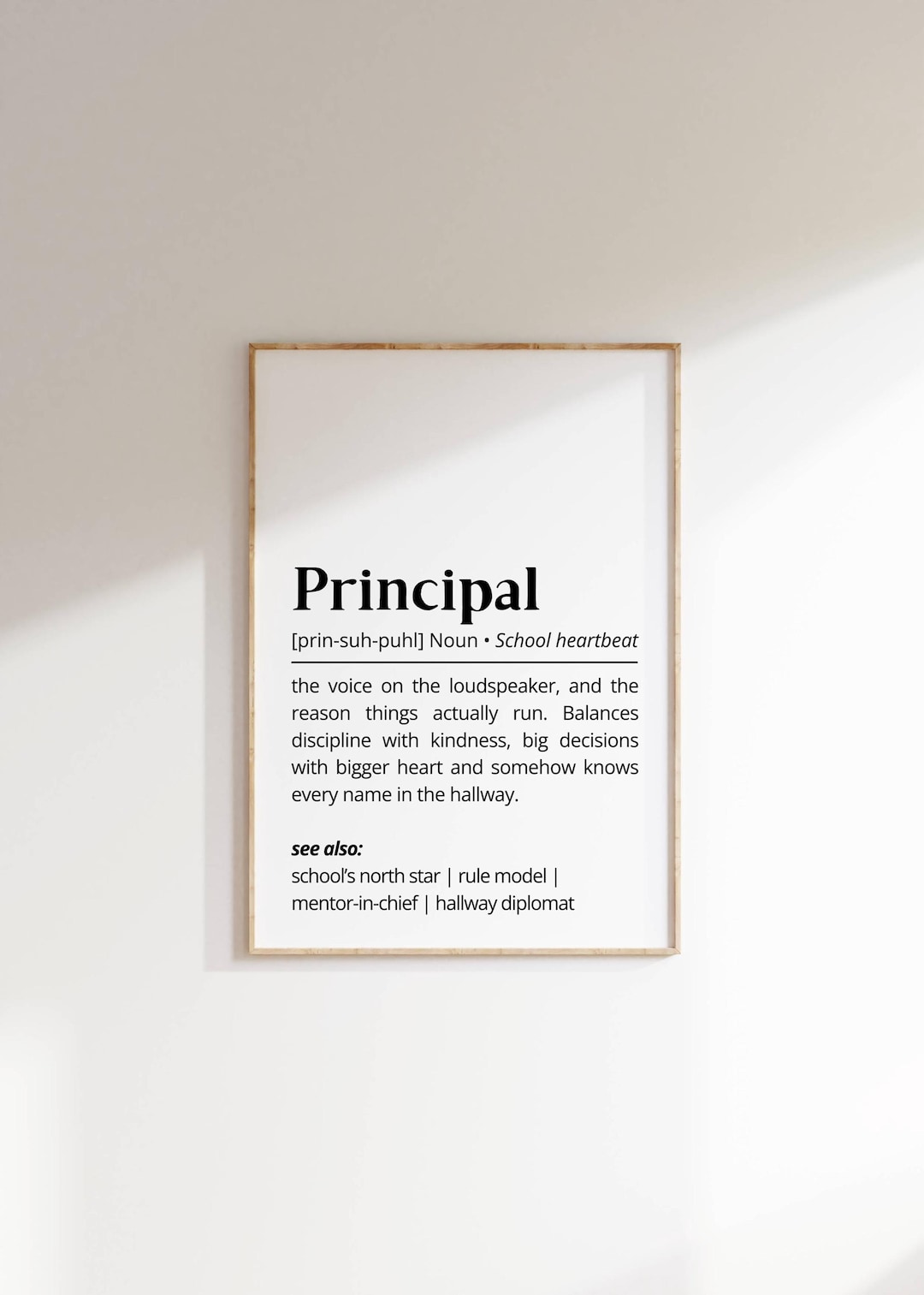 Principal Definition Wall Art School Teacher Job Printable Poster Funny ...
