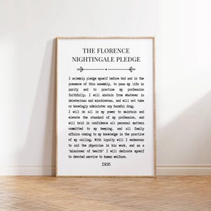 Florence Nightingale Pledge Printable Vintage Nurse Oath Wall Art Inspiration Medical Decor ...