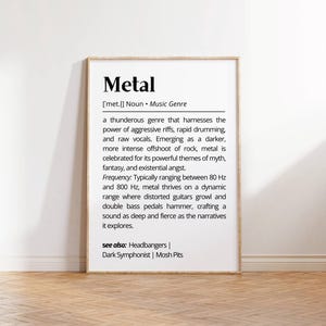 Metal Music Definition Print Music Genre Wall Art Rock Genre Heavy ...