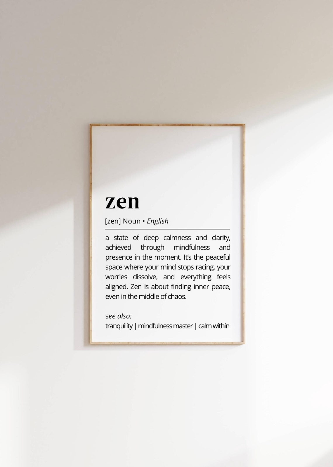 Zen Definition Print: Minimalist Mindfulness Wall Art (digital Download ...