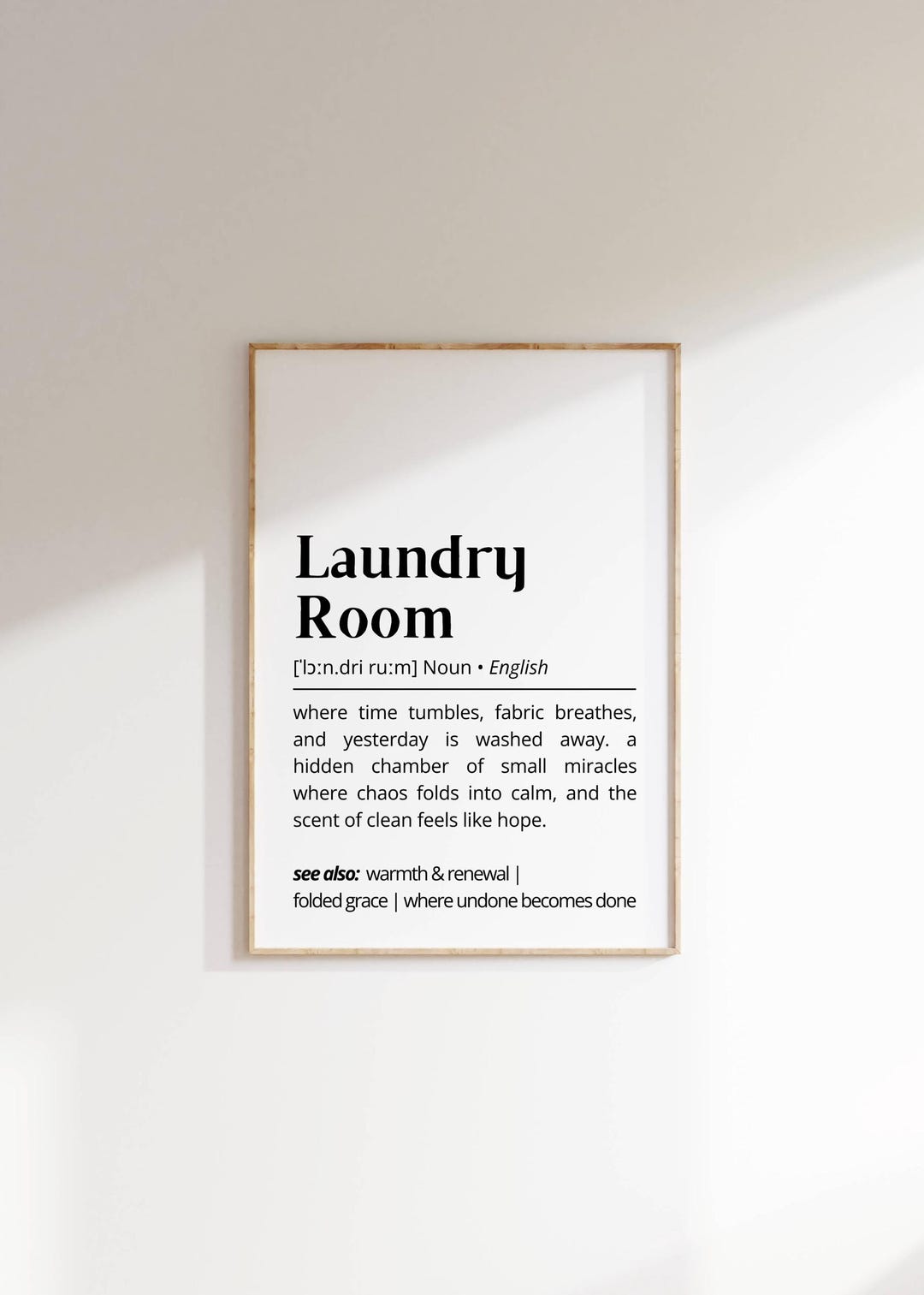 Laundry Room Definition Wall Art Laundry Quote Poster Gift for Her ...